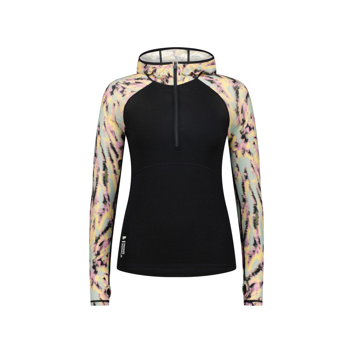 Mons Royale Bella Merino Long Sleeve Hood Women's - Rad Things / Black ...